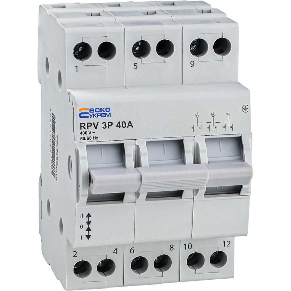 Переключатель ввода резерва Аско-Укрем RPV I-0-II ручной 3P 40A ...